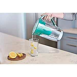 EcoFilter 10 Cup Filtered Pitcher by ZeroWater, No Plastic Shell, Reduces Chlorine Smell and Taste, Clear and Green