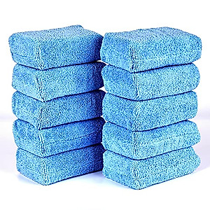 Carkio Car Wash Microfiber Sponges Block House Clean Sponge 5 inch Round Microfiber Waxing Sponge Car Cleaning Kit Pad (10pcs)