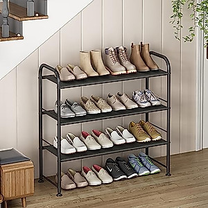 SUOERNUO Shoe Rack 3 Tier Storage Organizer for Closet Entryway Black