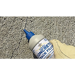 Bluestar Flexible Concrete Crack Filler (Gray), DIY - No Special Tools Needed, Fill Cracks in Concrete Driveways, Sidewalks, Patios, Garage and Basement Floors. 16 fl. oz. Bottle.