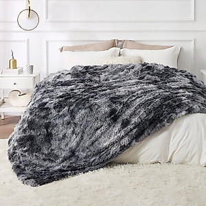 Bedsure Ultra Soft Fluffy King Size Blanket for Bed – Fuzzy, Fluffy, Shaggy Faux Fur King Blanket, Warm and Thick Sherpa, Tie-dye Decorative Gift, Oversized Blankets King Size, 108x90 Inches, 640 GSM