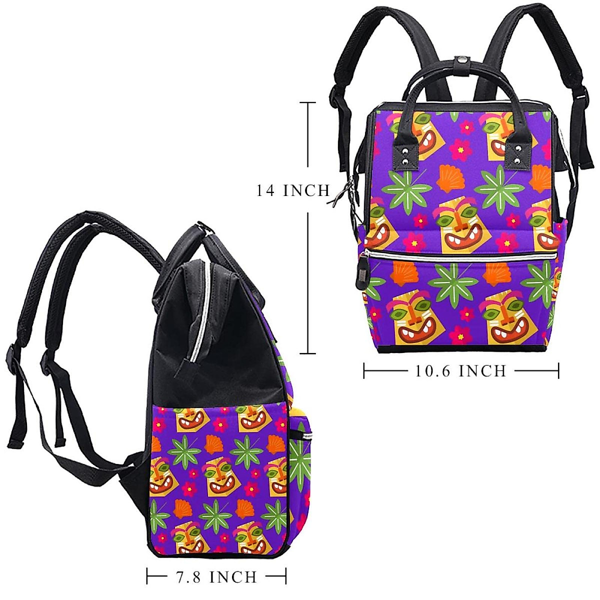 Hawaiian Alohas and Leaves Diaper Bag Backpack Baby Nappy Changing Bags Multi Function Large Capacity Travel Bag