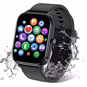 TORJALPH Smart Watch for Men Women Compatible with iPhone Samsung Android Phone 1.69 inch Full Touch Screen IP68 Waterproof Bluetooh Fitness Tracker Heart Rate / Sleep Monitor, Black