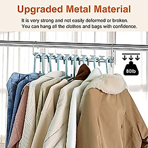 Sindax Space Saving Hangers Telescopic, 6 Holes Clothes Hangers Adjustment to 9 Holes, Upgraded Sturdy Metal Clothes Hangers Space Saving for Heavy Clothes, Closet Organizers and Storage - 5 Pack