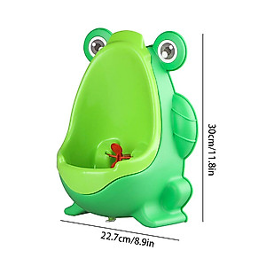 Frog Potty Training Urinal with Drain Tube for Boys Toddler, Tomorotec Kids Urinal Trainer with Funny Aiming Target Green