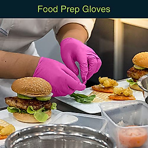 Fuchsia Hot Pink Nitrile Disposable Gloves - 50 Count - 3 Mil Nitrile Gloves Medium - Powder and Latex Free Rubber Gloves - Surgical Medical Exam Gloves - Food Safe Cooking Gloves