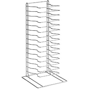 TrueCraftware- 15 Tier Chrome Plated Pizza Pan Rack- Pizza Pan Rack Holder Safe Sturdy 15- Slot Pizza Pan Rack for Pizza Pan Pizza Trays Pizza Screens for Home Kitchen Restaurant Catering