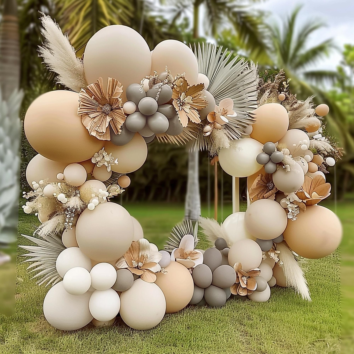 165PCS Sand White Nude Neutral Balloons Arch Garland Kit for Baby Shower Birthday Wedding Boho Party Supplies