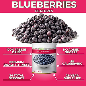 Nutristore Freeze Dried Blueberries | #10 Can Fruit | Perfect Healthy Snacks | Bulk Survival Emergency Food Storage Supply | Low Carb/Calorie Canned Camping/Backpacking Supplies | 25 Year Shelf Life
