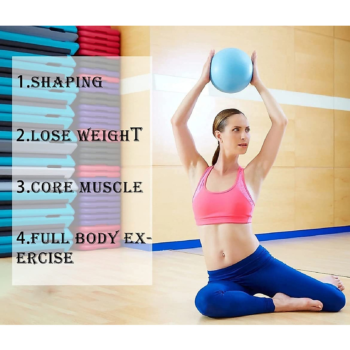 JUFANGFIN Pilates Exercise Ball Mini 6 Inch Yoga Barre Workout Fitness Balance Physical Therapy Squishy Balls for Home with Pump(Purple)