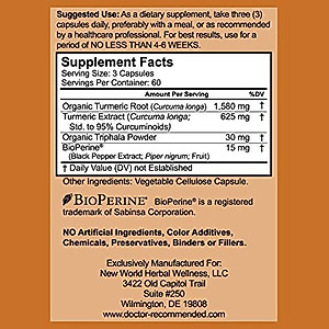 Turmeric Curcumin with Bioperine - 360 Veggie Capsules - 2250mg 95% Curcuminoids with Black Pepper Supplement and Triphala (Pack of 2)