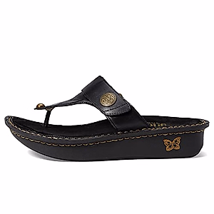 Alegria Womens Carina Coal Leather Thong Sandal 9 M US