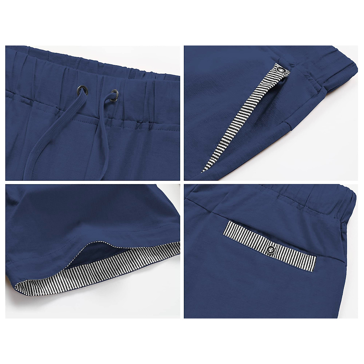 Janmid Men's Shorts Casual Classic Fit Drawstring Summer Beach Shorts with Elastic Waist and Pockets Navy Blue XL