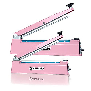 LinsnField Sealer Pro - 8 inch Impulse Heat Sealer - 2mm Sealing Width - Manual Heat Sealer Machine for All Bags - Most Heavy Duty for Strong, Secure Sealing for Long Term Food Storage - Extra 2 Replacements, 2 Fuses Included(Pink)