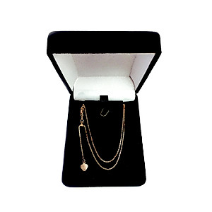 Jewelry Affairs 14k Rose Solid Real Gold Adjustable Box Chain Necklace, 0.7mm, 22"