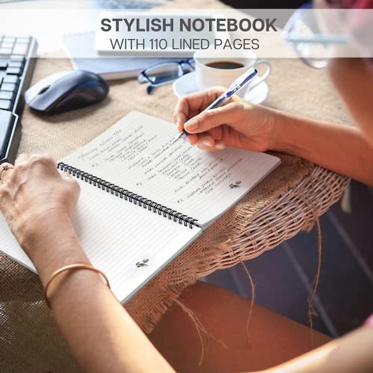 Aesthetic Spiral Notebook Journal For Women - Cute Dried Floral 10.5" x 8.5" College Ruled Notebook With Large Pockets And Lined Pages - Perfect to Stay Organized and Boost Productivity at Work or School
