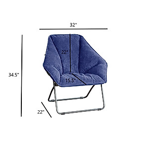 Zenithen Indoor Foldable Portable Plush Hexagon Folding Dish Chair, Perfect for Bedrooms, Dorm Rooms, and Living Rooms, Use for Reading, Studying, Gaming, Navy Blue (Pack of 2)