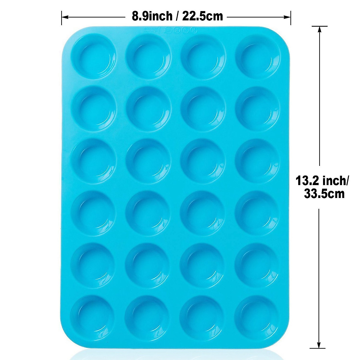 Amison Mini Muffin Pan 24 Cups, 2 Packs Silicone Cookies Cupcake Bakeware Tin Soap Tray Mould Non stick, BPA-free, Dishwasher Safe (Blue)