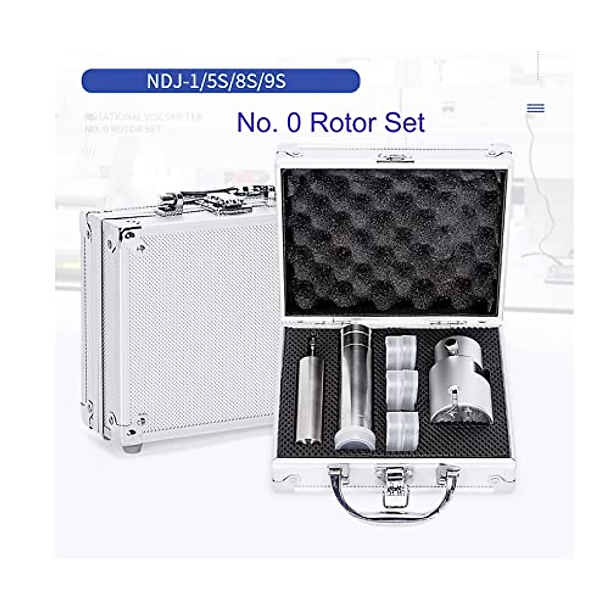 NDJ-8S Digital Rotational Viscometer with with 4 Types of rotors (No. 1, 2, 3, 4) and No. 0 Rotor Set