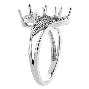 14K White Gold Diamond Natural London Blue Topaz & Citrine 2-stone Ring Oval 8x6mm, size 6.5