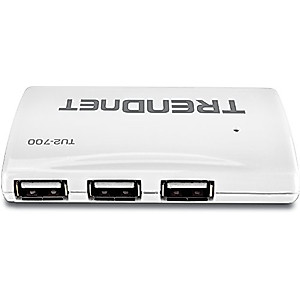 TRENDnet USB 2.0 7-Port High Speed Hub, 5V/2A Power Adapter, Up to 480 Mbps USB 2.0 Connection Speeds, 10 Watts Total Power, Compatible with Windows, Mac, and Linux, White, TU2-700