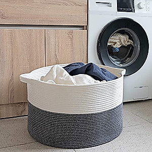 INDRESSME XXXLarge Cotton Rope Basket Comforter Cushions Thread Laundry Hamper (Set of 2)