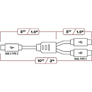 Foamy Lizard 10FT Split PS5 Controller Charger Cable, LED Fast Charging Braided Nylon Replacement Cord, Dual USB C for Switch, Playstation 5 Dualsense, Xbox Series X/S, Accessories (C to C, Blue LED)