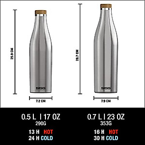 SIGG - Insulated Water Bottle - Meridian - Leakproof - Lightweight - BPA Free - Plastic Free - 18/8 Stainless Steel - Brushed - 24 Oz