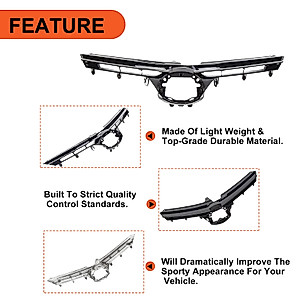 ECOTRIC Front Bumper Upper Hood Grille Compatible with 2017-2019 Toyota Corolla Base CE LE L XLE Sedan 4-door Black Replacement For 5311102B00