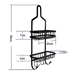 R FLORY 2 Tier Shower Caddy Over Showerhead Rustproof Shelf Rack Loofahs Showerhead Hanging Shower Shelves Full Metal Storage Bathroom Organizer Shower Accessories