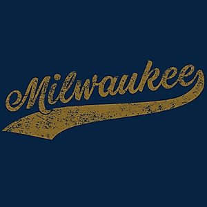 UGP Campus Apparel Milwaukee Baseball Script - Hometown Pride, Pitcher HOODIE - Large - Navy