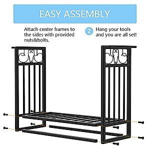KLOLKUTTA Firewood Rack Indoor with Fireplace Tools Set,Large Fire Wood Racks Lumber Storage Logs Bin Heavy Duty Wood Stacker Stand Tools Accessories(29.5"x11.8"x23.6")