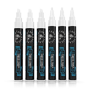 Liquid Chalk Marker Pen - White, Dry Erase for Chalkboard Signs, Windows, Blackboard, Glass with 24 Chalkboard Labels Included (6 Pack) 3-6mm Reversible Tip, 3-3mm Fine Tip