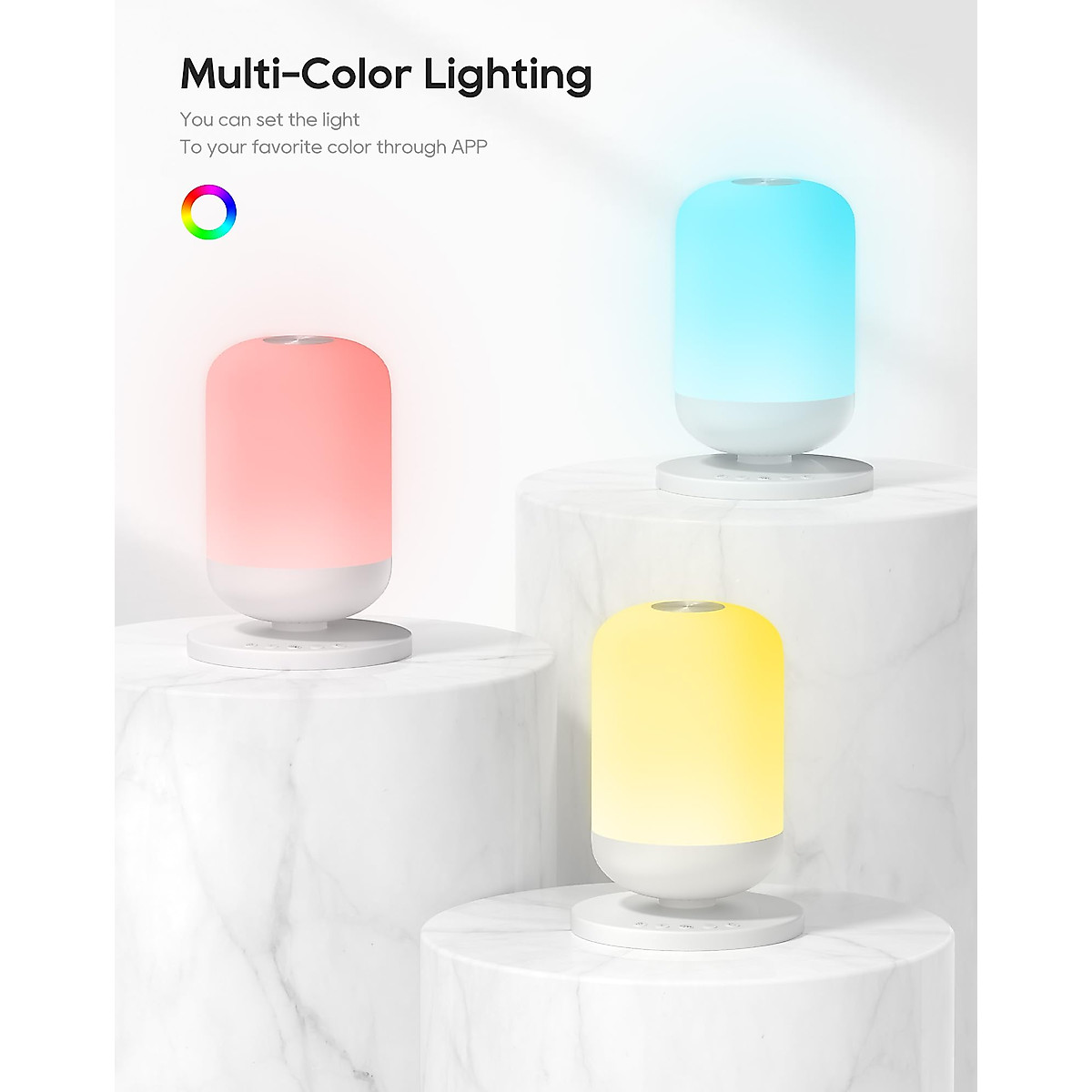 Morfone Sound Machine Baby with 34 Soothing Sounds White Noise Machine & Night Light Sleep Trainer with App Remote Control Alarm Clock Timer Setting Personal Sleep Routine for Babies Adult Kids