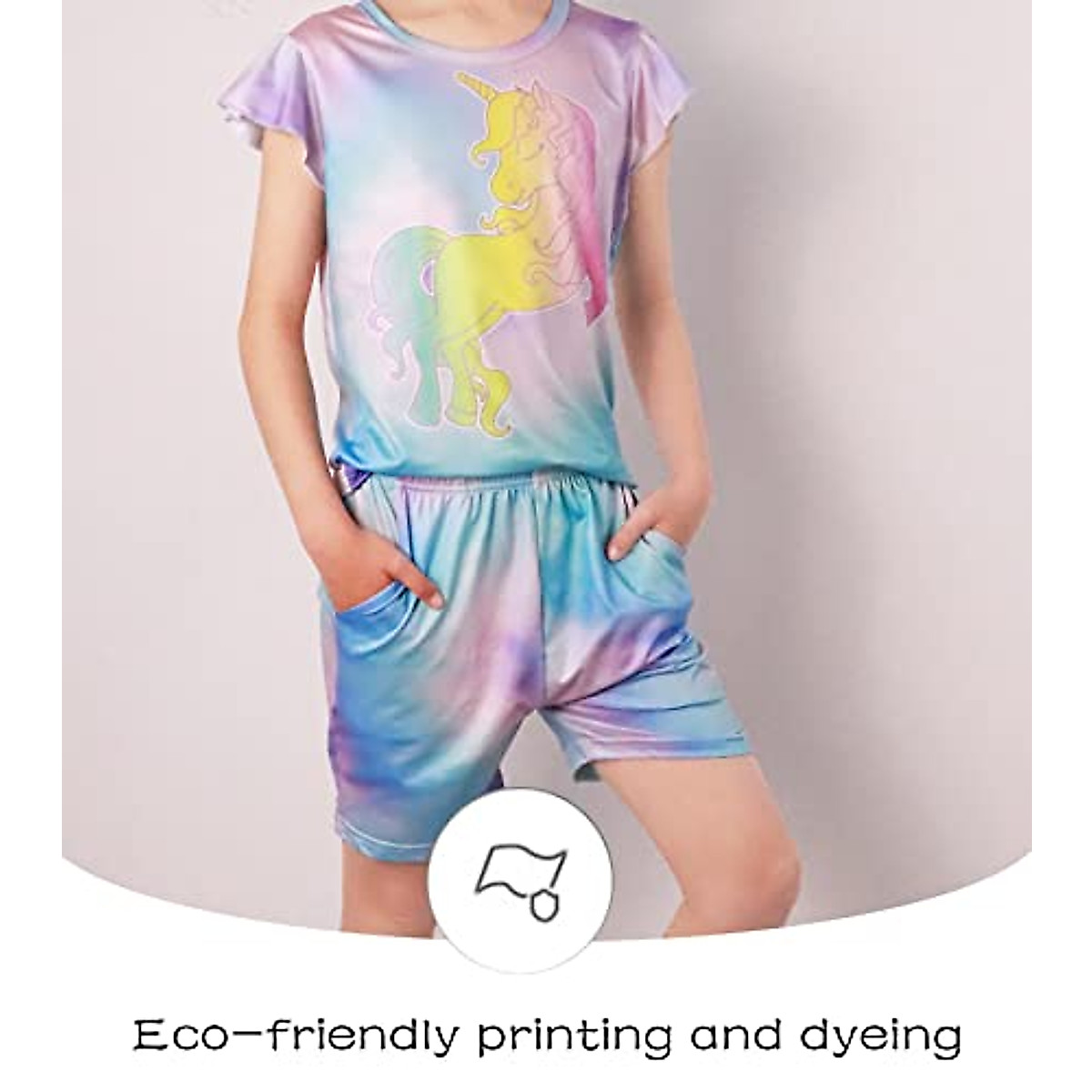 Little Girls Pajamas Short Shirts Unicorn Snug Fit Cotton Toddler Pjs Short Shirts Clothes 18 Years Blue