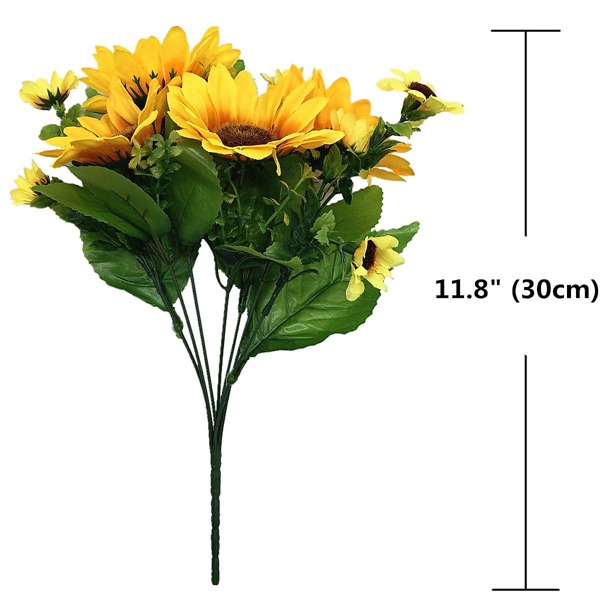 PASYOU Artificial Sunflower Plastic Fake Flowers Sunflowers for Indoor Outdoor Wedding Bridal Bouquet Home Garden Party DIY Wreath Table Arrangement Decoration Pot Planter Filler 2 pcs