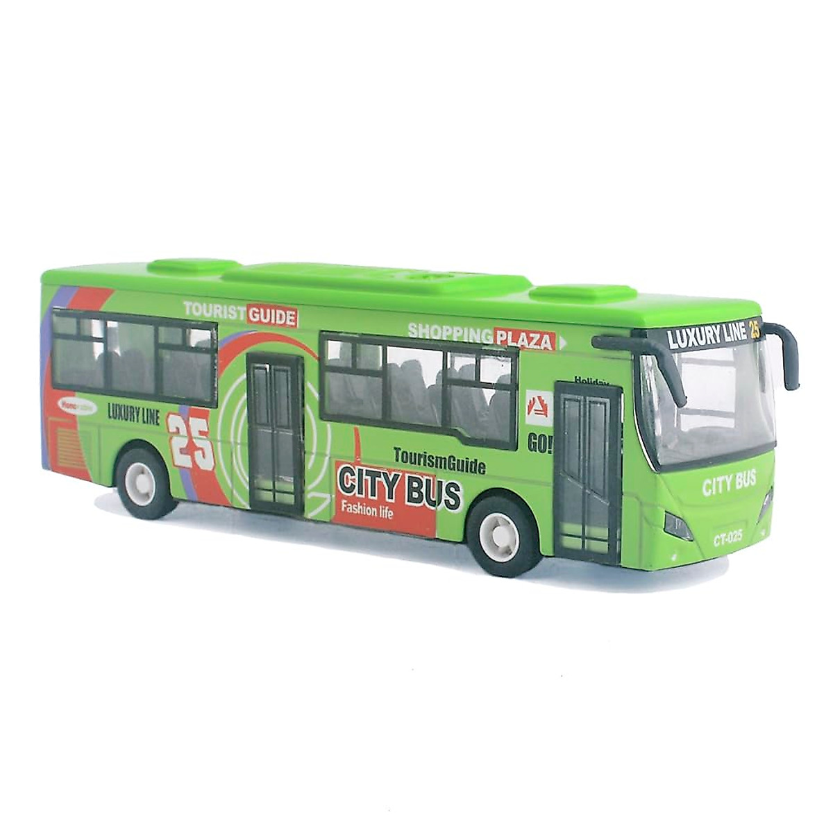 Ailejia City Bus Toy Die Cast Pull Back Buses Vehicles Mini Car Diecast Model Car Toys Lights and Music (Green)