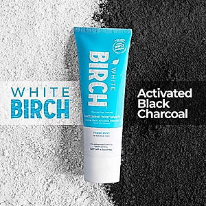 White Birch Activated White Charcoal Whitening Toothpaste- Professional Teeth Whitening Charcoal - Natural & Fluoride Free Oral Care (White Charcoal Toothpaste)