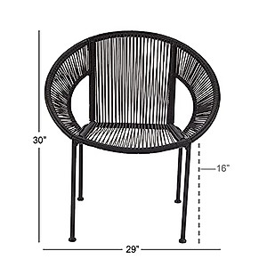 Deco 79 Contemporary Plastic Rattan Oval Outdoor Chair, 29" x 23" x 30", Black