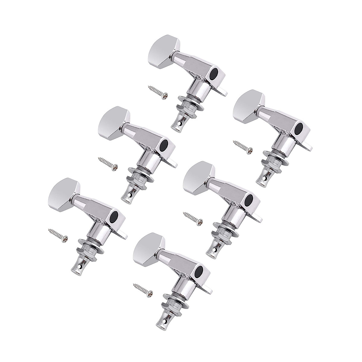 Holmer Sealed String Tuning Pegs Tuning Machines Grover Machine Heads Tuners Tuning Keys 6 In Line for Right Handed Acoustic Guitar or Electric Guitar Chrome.