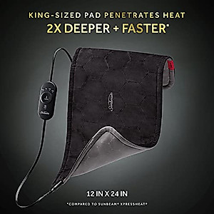 Sunbeam AdvancedHeat King-Sized Heating Pad, Sunbeam Heating Pad for Tough Pain Relief