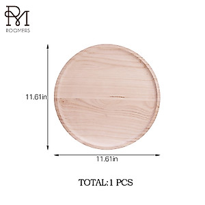 RM ROOMERS 11in Round Wood Tray, Round Coffee Table Tray for Home Decor, Decorative Trays for Coffee Tables, Natural Wood Tray for Kitchen Counter Bathroom Farmhouse