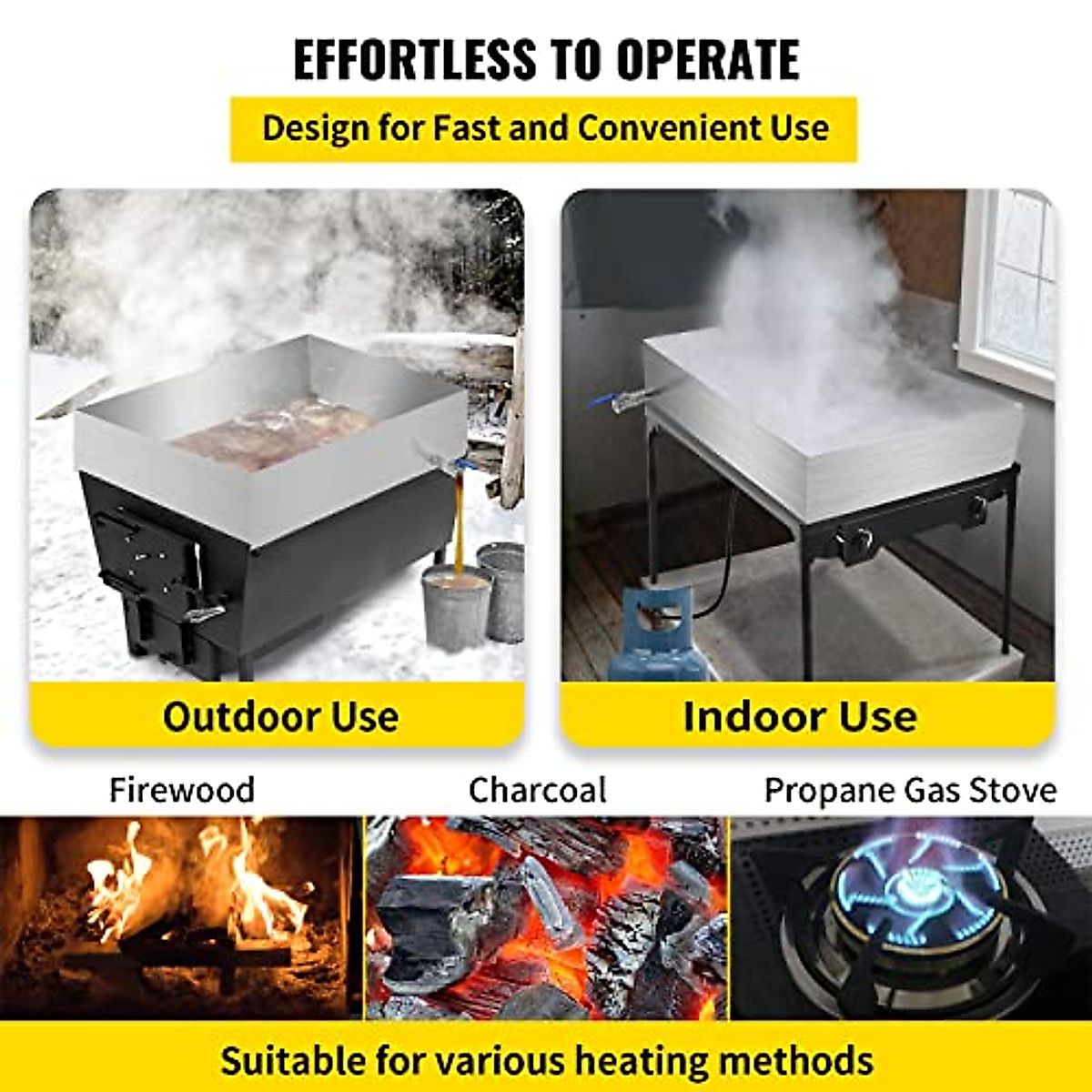 VBENLEM Maple Syrup Evaporator Pan 24x18x6 Inch Stainless Steel Maple Syrup Boiling Pan for Boiling Maple Syrup