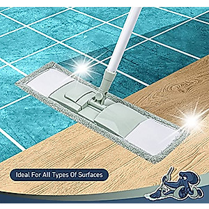 DSV Standard Professional Microfiber Floor Mop with 3 Washable Mop Pads and 1 Dirt Removal Scrubber | 360° Rotation Mop Head 16.8" | Ideal for Hardwood, Laminate, Tile & For Home/Office Floor Cleaning