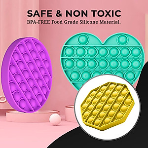 3 Pack Push Pop Fidget Toy - Push Pop Bubble Anti Anxiety Sensory Toy - Bubble Pop Stress Reliever - Durable & Washable Soft Silicone Squeeze Fidget Toy - Perfect for Adults & Kids (Three Colors)