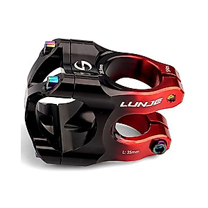 Bike Stem 31.8 * 35mm Short Gradient Bicycle Handlebars Riser Lightweight CNC Aluminum 28.6 for Mountain Bike Enduro Trail AM XC (Black Gradient Red)