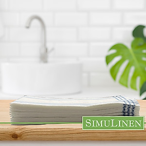 Simulinen Blue Plaid Disposable Guest Hand Towels for Bathrooms –- Linen-Feel Paper Towels, Cloth-Like Texture, Single-Use - Size: 12x17” Unfolded & 8.5x4” Folded 25ct