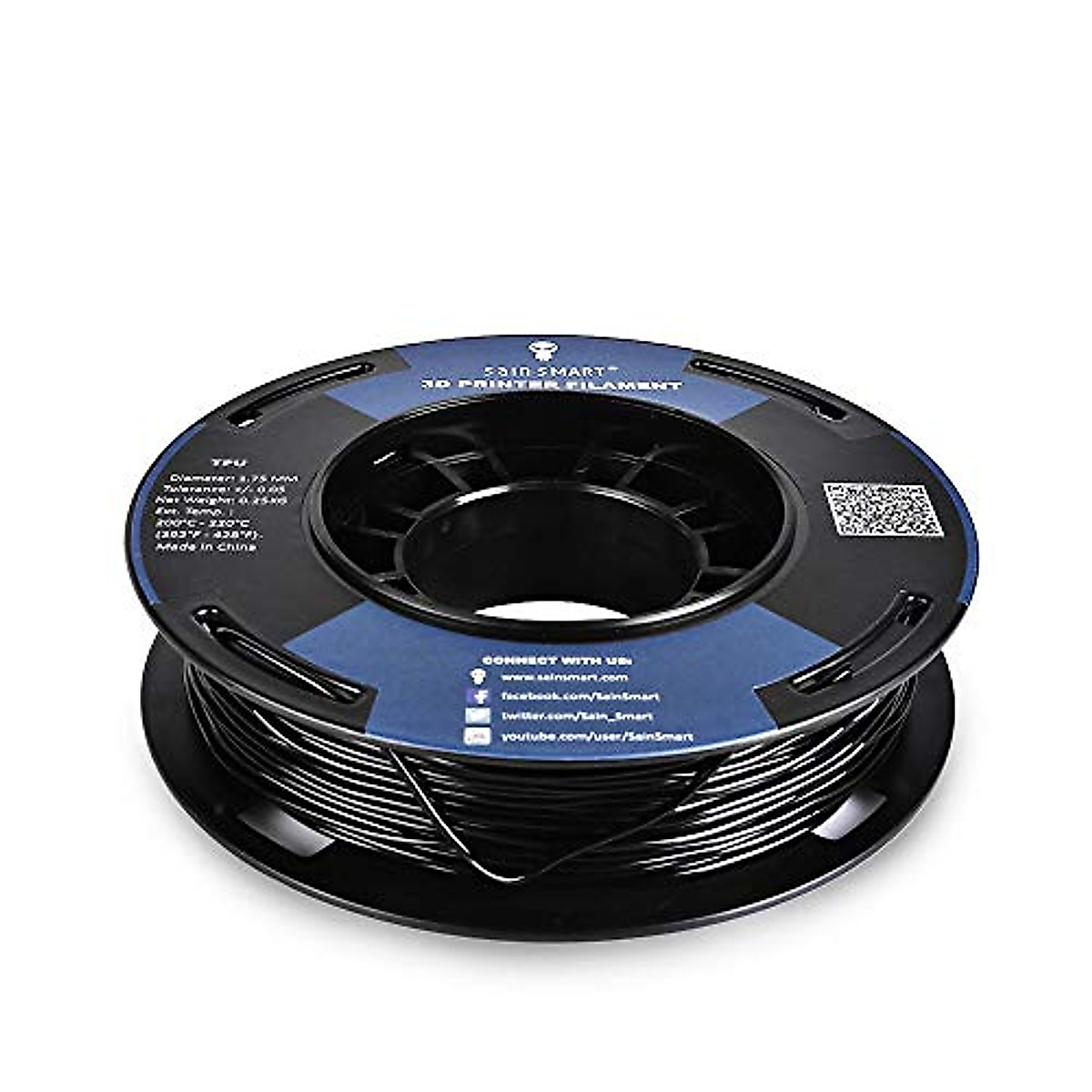 SainSmart - TPU-BLK-0.25KG1.75 SAINSMART 1.75mm 250g Flexible TPU 3D Printing Filament, Dimensional Accuracy +/- 0.05 mm (Black)