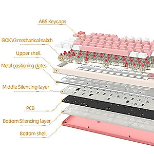 IROK FE75Pro Hot Swappable Mechanical Keyboard, Wireless TKL 75% RGB Customizable Backlit Gaming Keyboard, Bluetooth/2.4G/Wired for Windows PC Gamers- White/Red