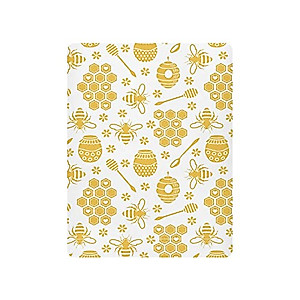 Yellow Bees Honey Baby Crib Sheets Soft Toddler Bed Sheets Breathable Mattress Cover Crib Mattress Sheet for Baby Gifts Girls Stroller Bed Mattress, 52 * 28 * 9in